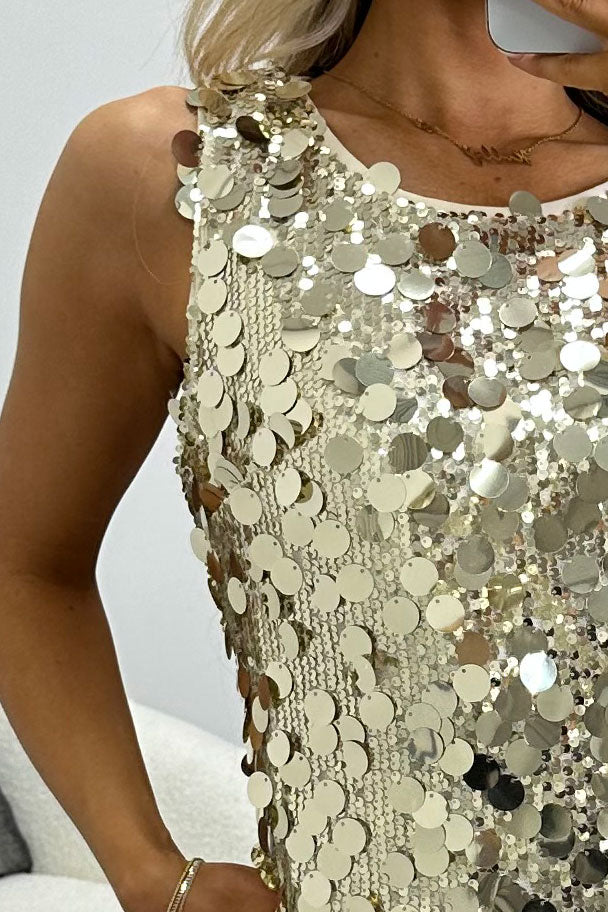 Diana Gold Sleeveless Sequin Crop Top – LASULA