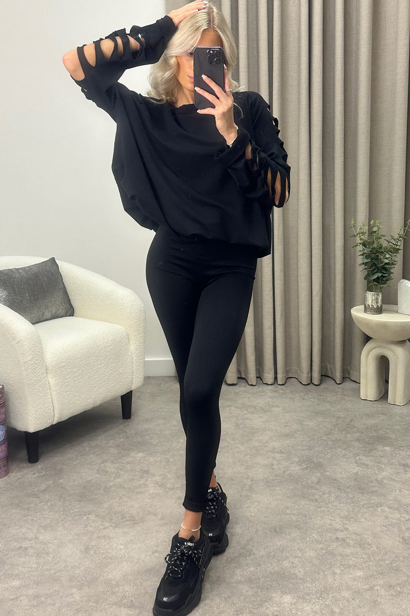 Lisa Black Slash Sleeve Oversized Jumper Dress – LASULA