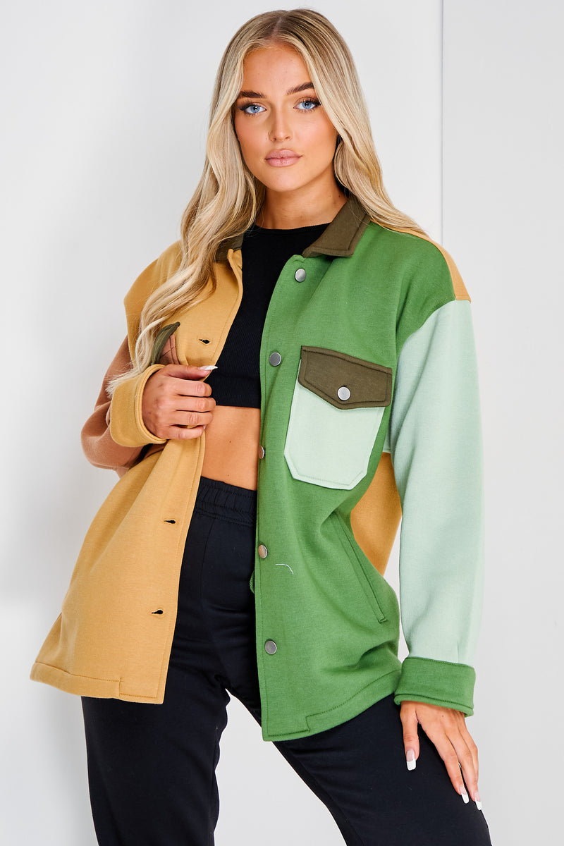 Darcy Beige and Sage Multi Colour Block Oversized Shacket – LASULA